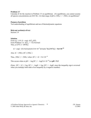 Solution Manual for A Problem-Solving Approach to Aquatic Chemistry ...