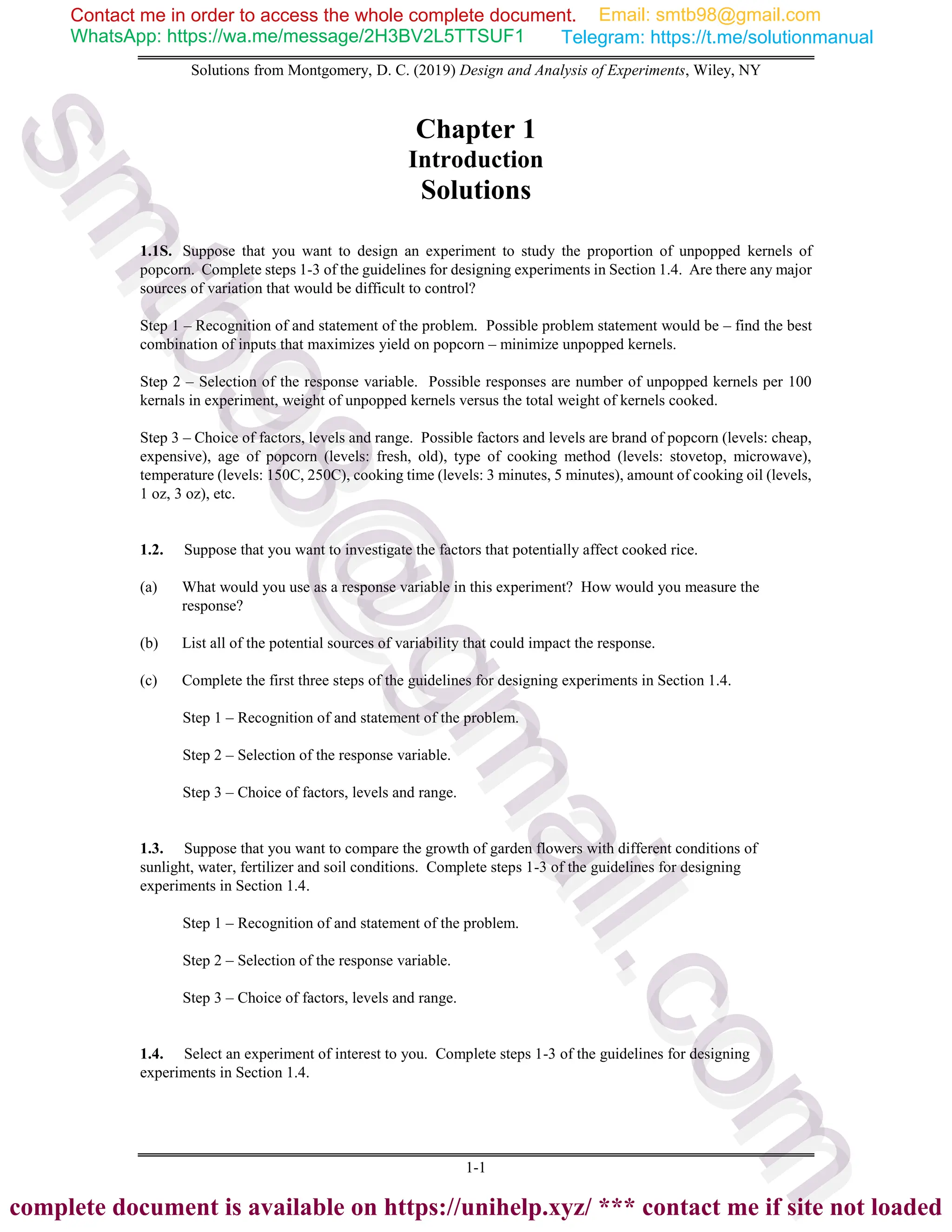 Solutions for Exercises in Design and Analysis of Experiments, 10th ...