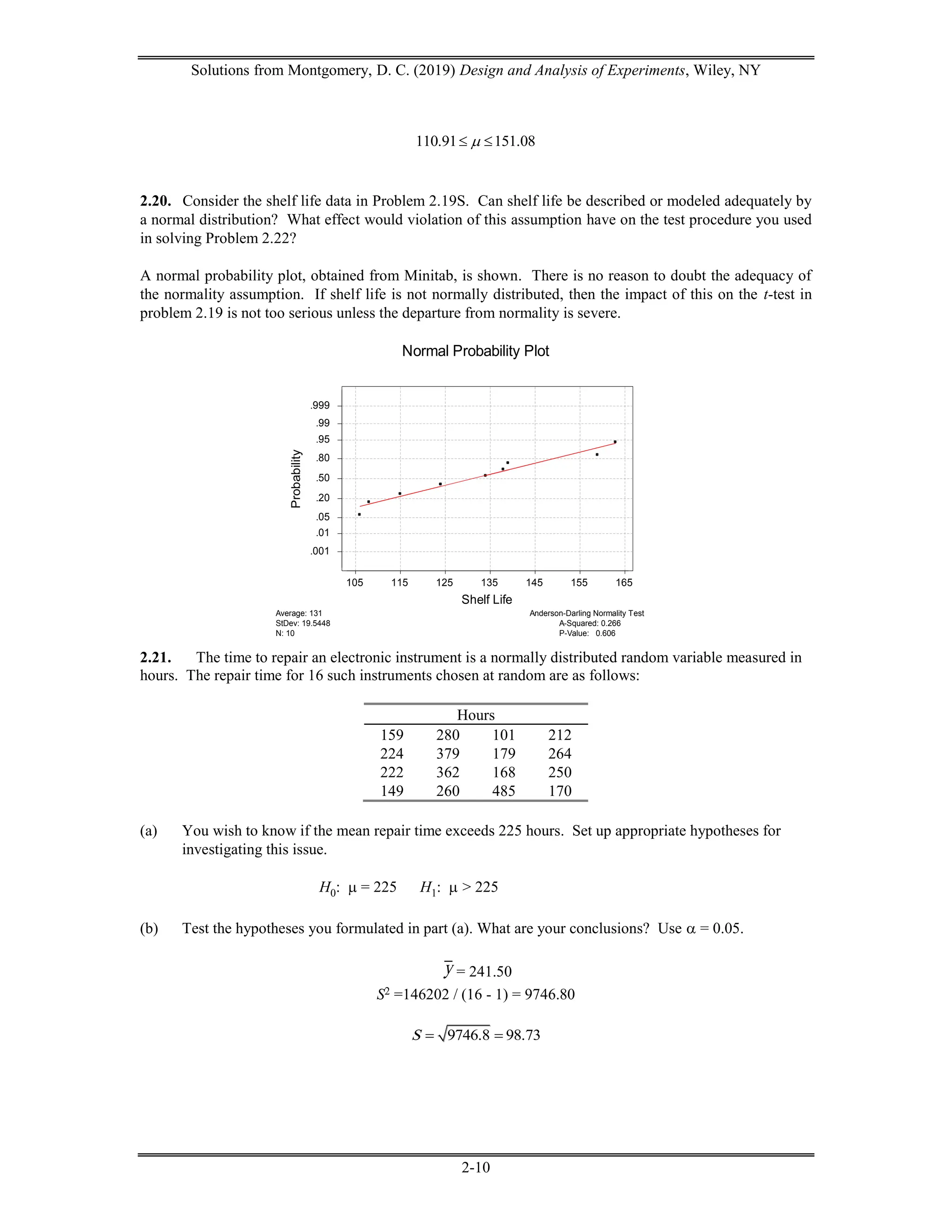 Solutions for Exercises in Design and Analysis of Experiments, 10th ...