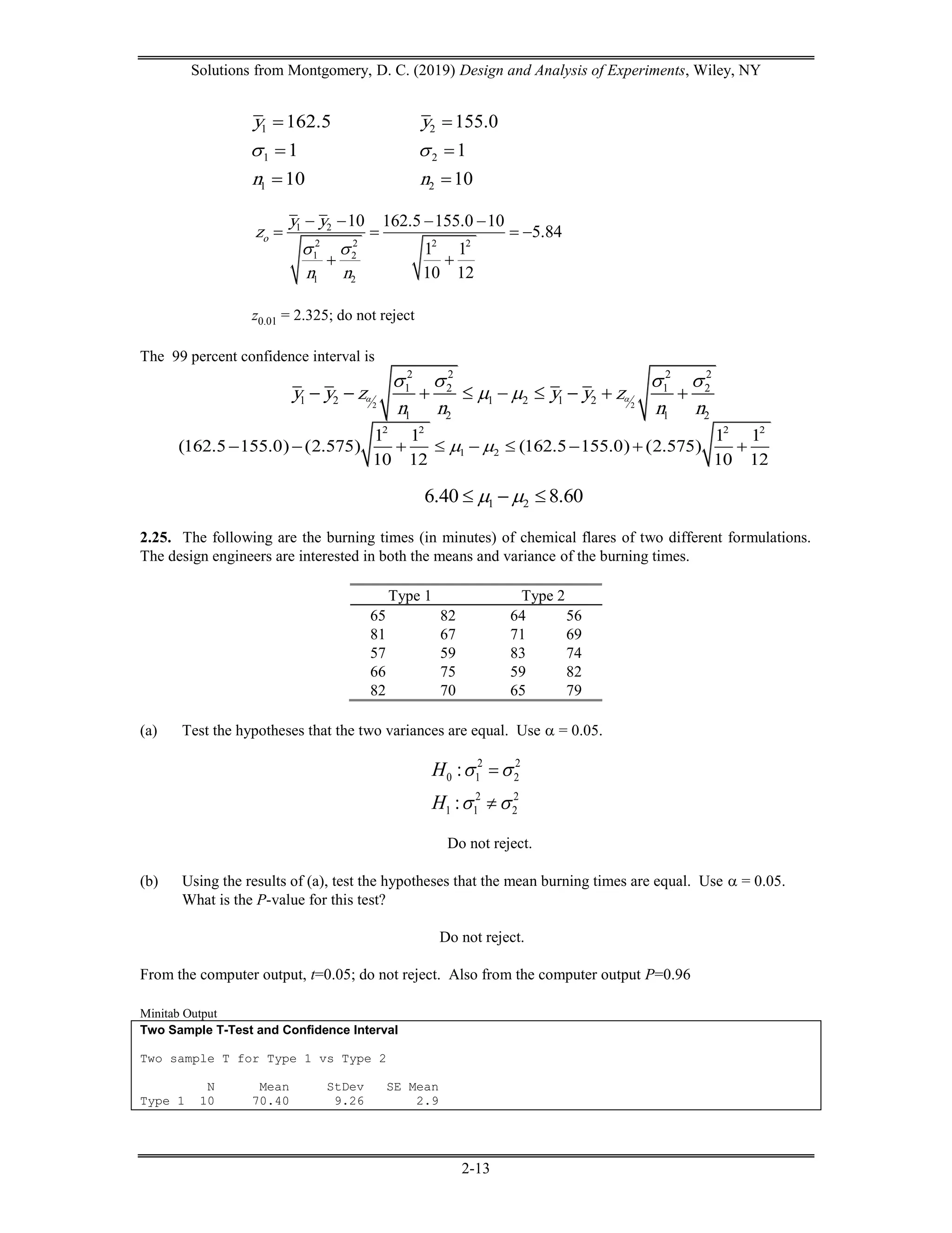Solutions for Exercises in Design and Analysis of Experiments, 10th ...