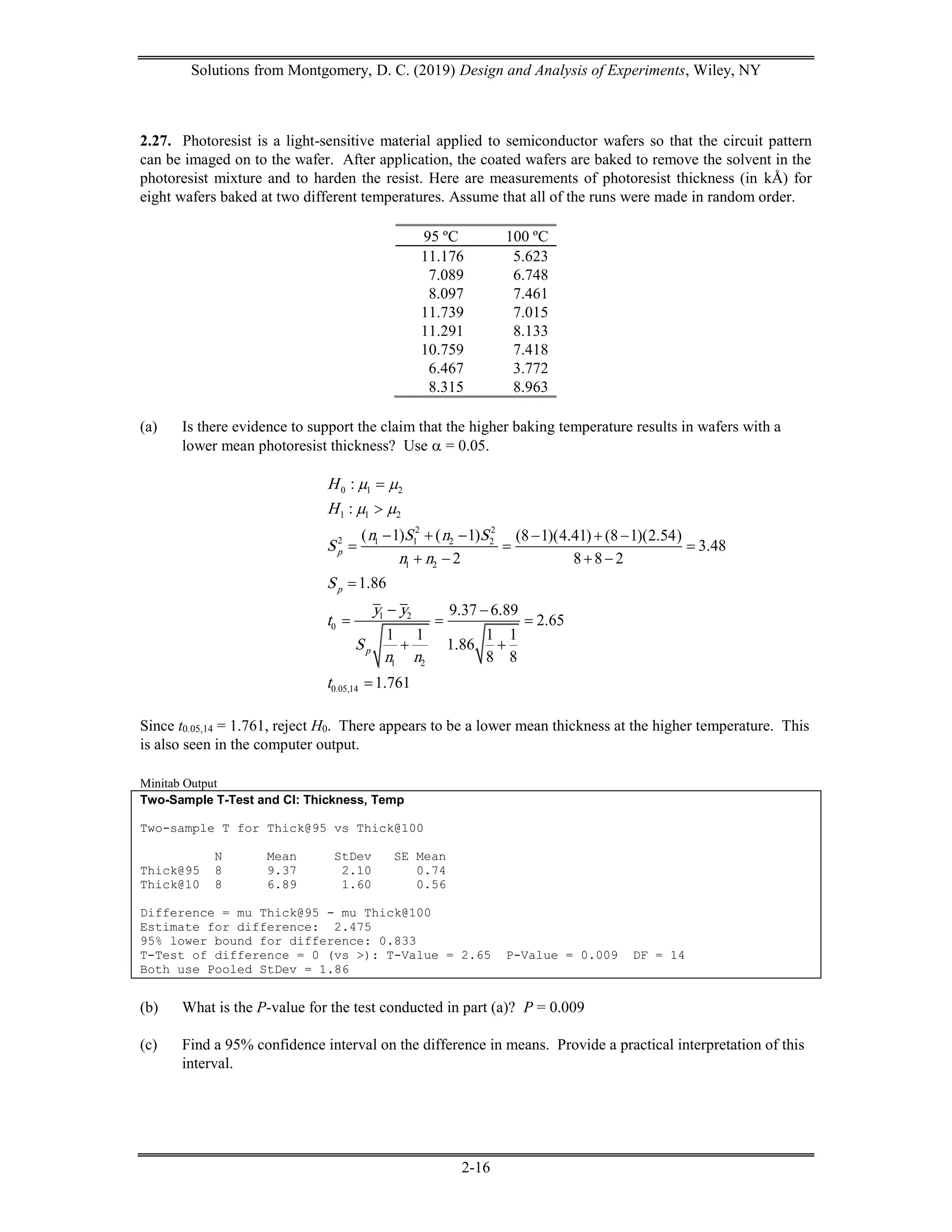 Solutions for Exercises in Design and Analysis of Experiments, 10th ...