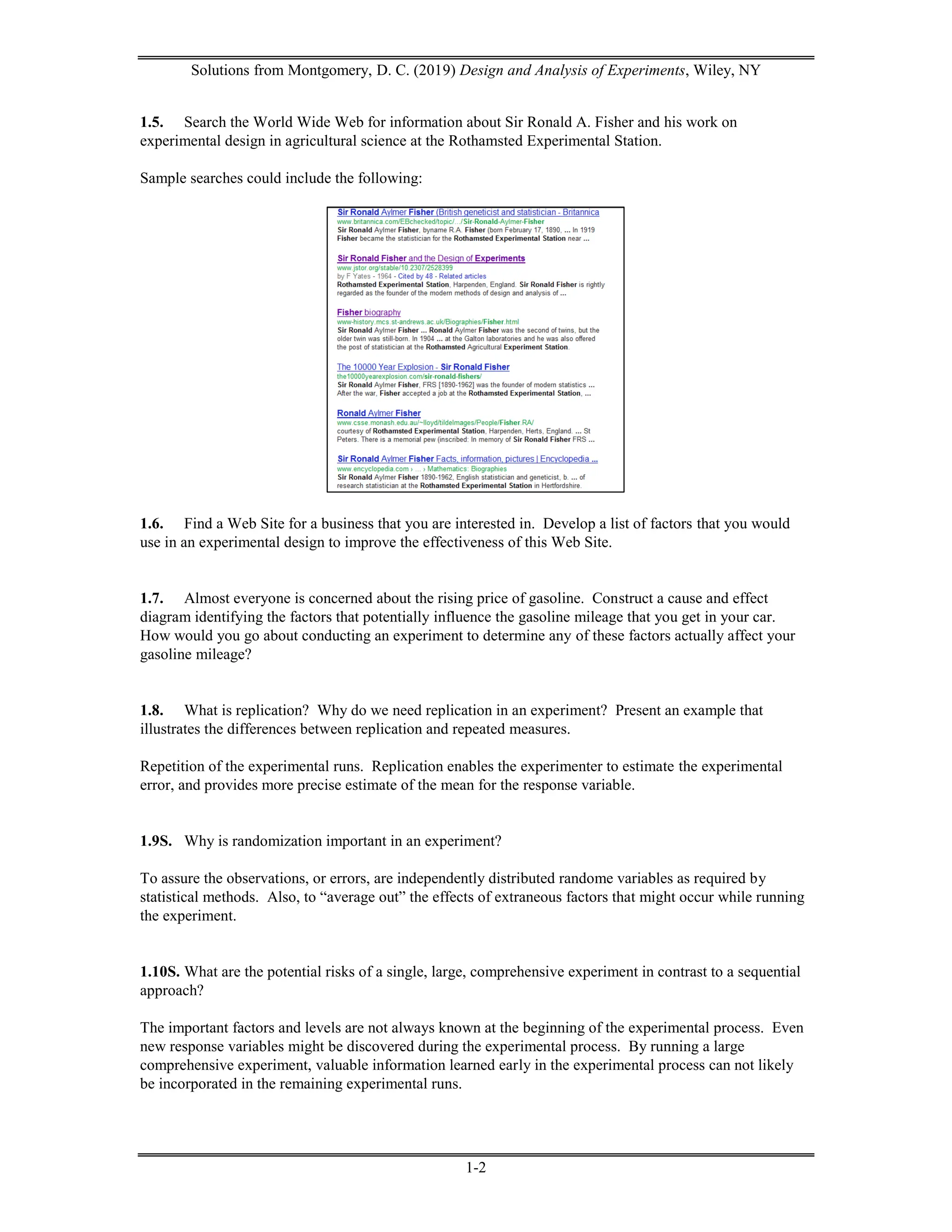 Solutions for Exercises in Design and Analysis of Experiments, 10th Edition by Douglas ...