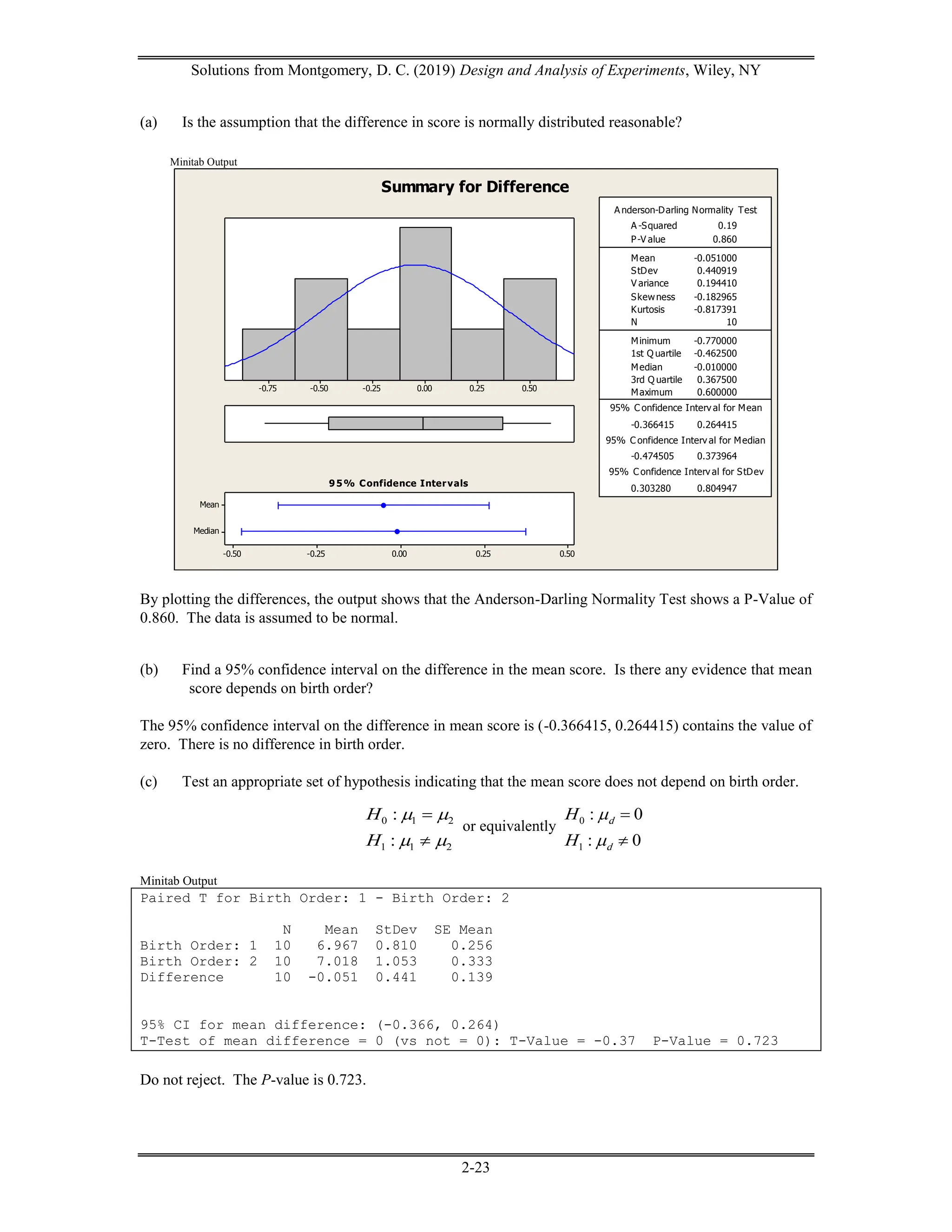 Solutions for Exercises in Design and Analysis of Experiments, 10th Edition by Douglas ...