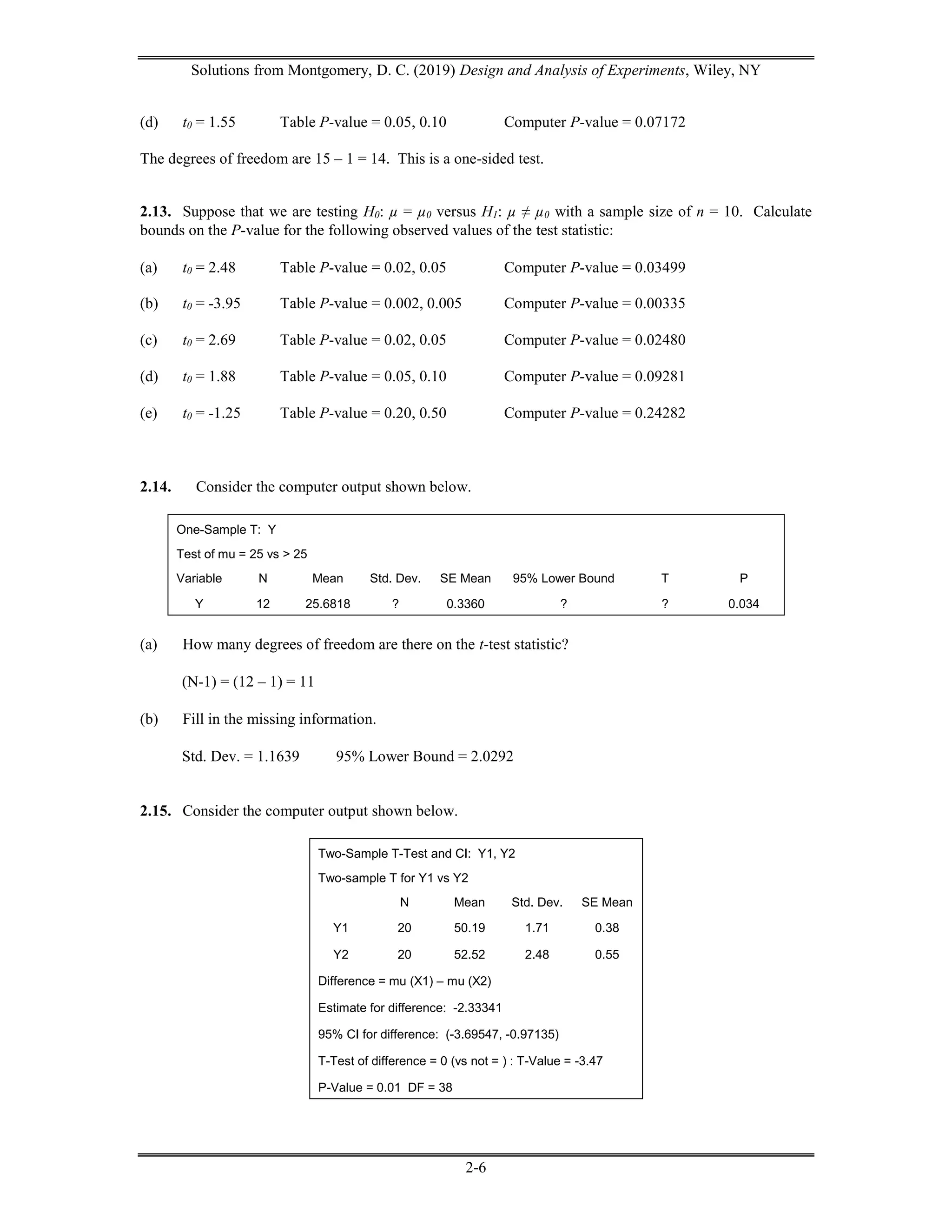 Solutions for Exercises in Design and Analysis of Experiments, 10th ...