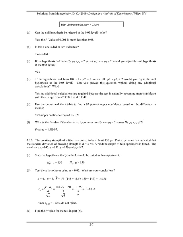 Solutions for Exercises in Design and Analysis of Experiments, 10th ...
