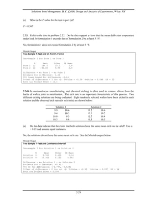 Solutions for Exercises in Design and Analysis of Experiments, 10th Edition by Douglas ...