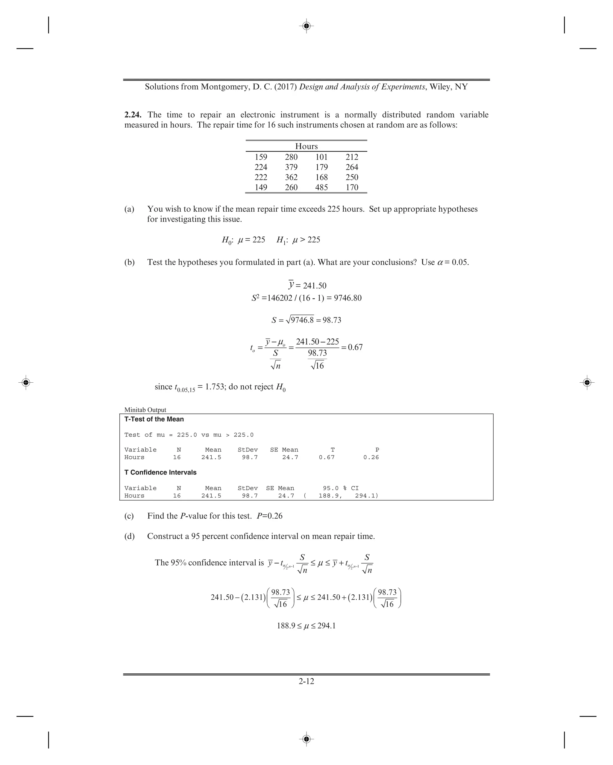 Solution manual for design and analysis of experiments 9th edition douglas c. montgomery | PDF