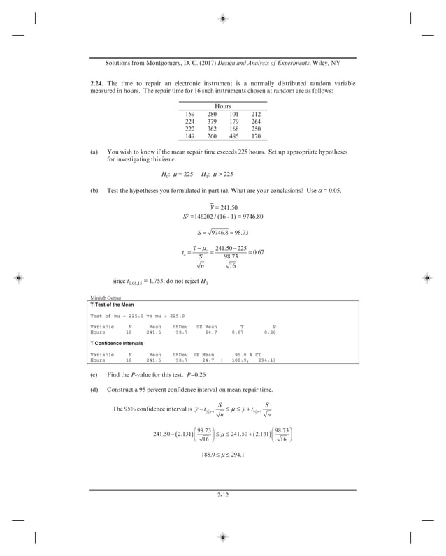 Solution manual for design and analysis of experiments 9th edition douglas c. montgomery | PDF ...