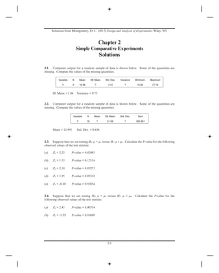 Solution manual for design and analysis of experiments 9th edition douglas c. montgomery | PDF