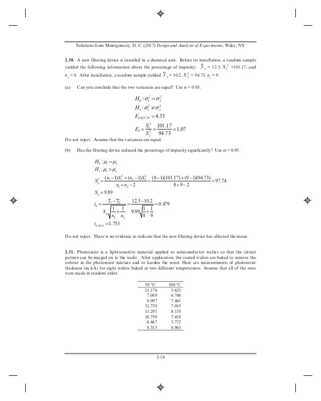 Solution Manual For Design And Analysis Of Experiments 9th Edition