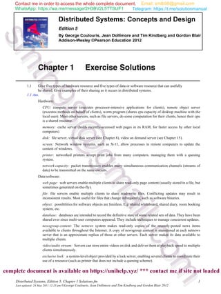 Solutions for Exercises: Distributed Systems 5th Edition by Coulouris ...