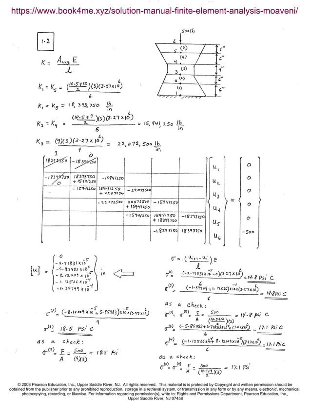 Solution Manual for Finite Element Analysis 3rd edition– Saeed Moaveni ...