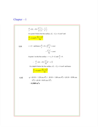 Answers to Problems: Flow in Open Channels (5th Edition) by Subramanya | PDF
