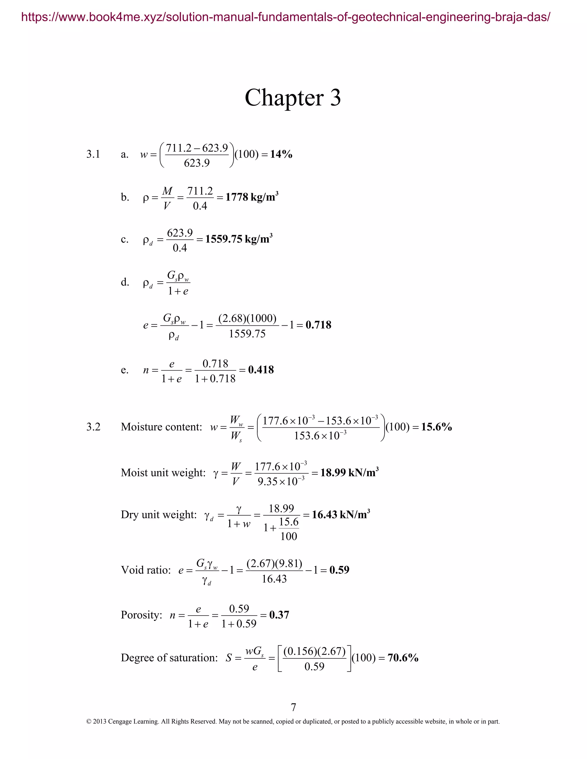 Solution manual for fundamentals of geotechnical engineering 4th ...