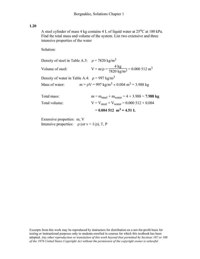 Solutions for Exercises in Fundamentals of Thermodynamics, 10th Edition ...