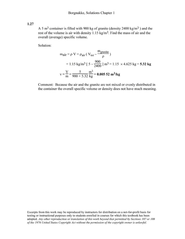 Solutions for Exercises in Fundamentals of Thermodynamics, 10th Edition ...