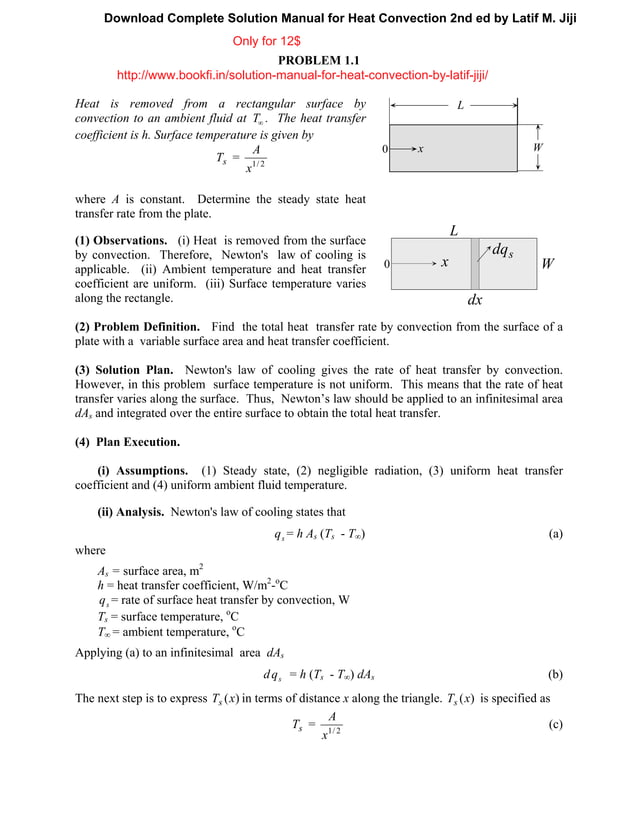 Solution Manual for Heat Convection second edition by Latif M. Jiji | PDF
