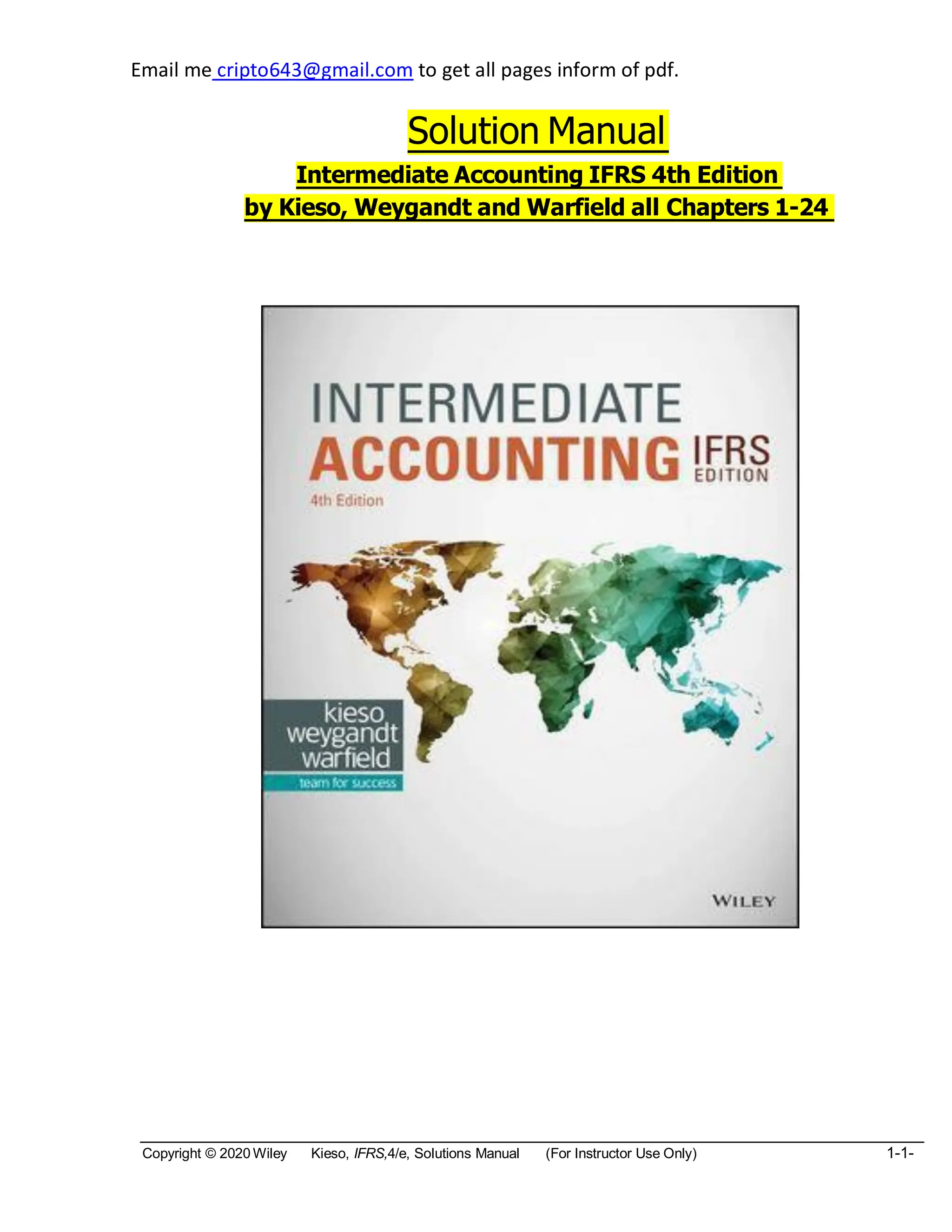 Solution manual for intermediate accounting ifrs 4th edition by donald e kieso jerry j weygandt ...