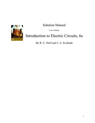 Solution manual for introduction to electric circuits | PDF