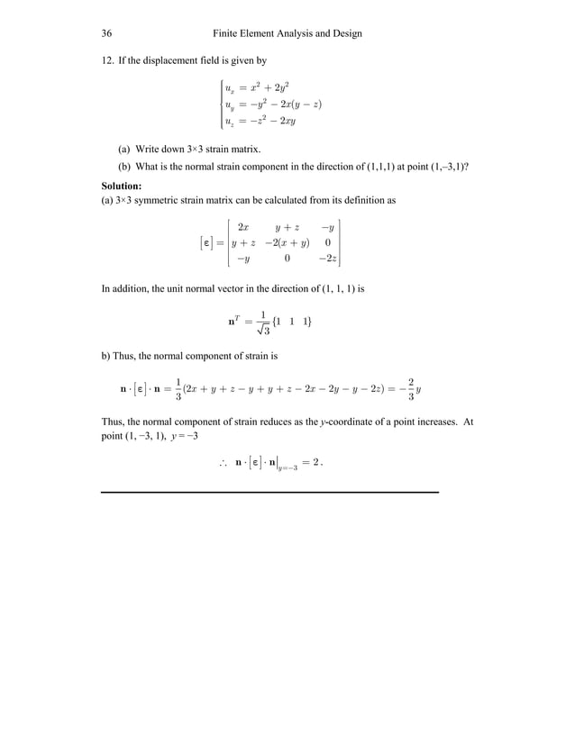 Solution manual for introduction to finite element analysis and design ...