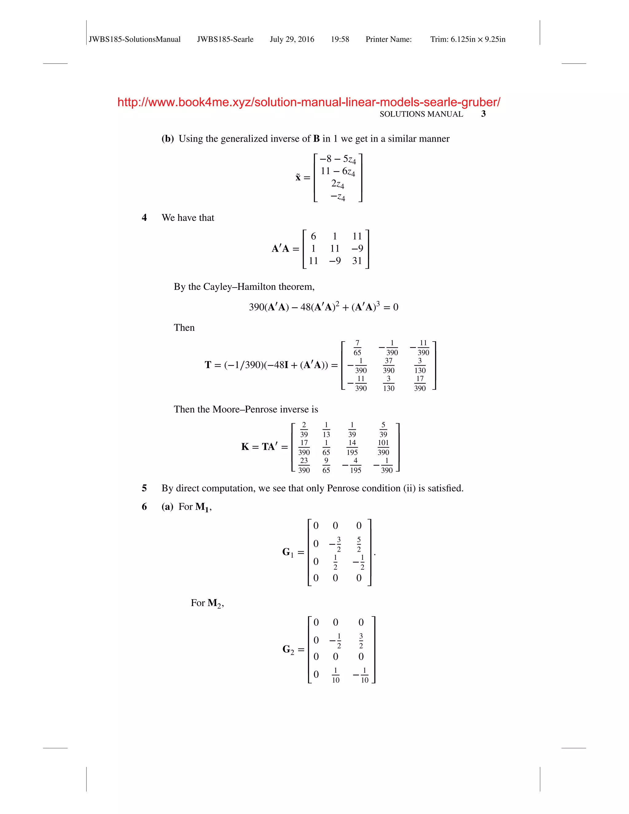 Solution Manual for Linear Models – Shayle Searle, Marvin Gruber | PDF