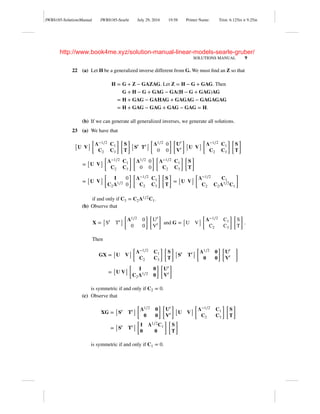 Solution Manual for Linear Models – Shayle Searle, Marvin Gruber | PDF