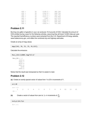 Answers to Problems for MATLAB for Engineers, 6th Edition by Moore | PDF