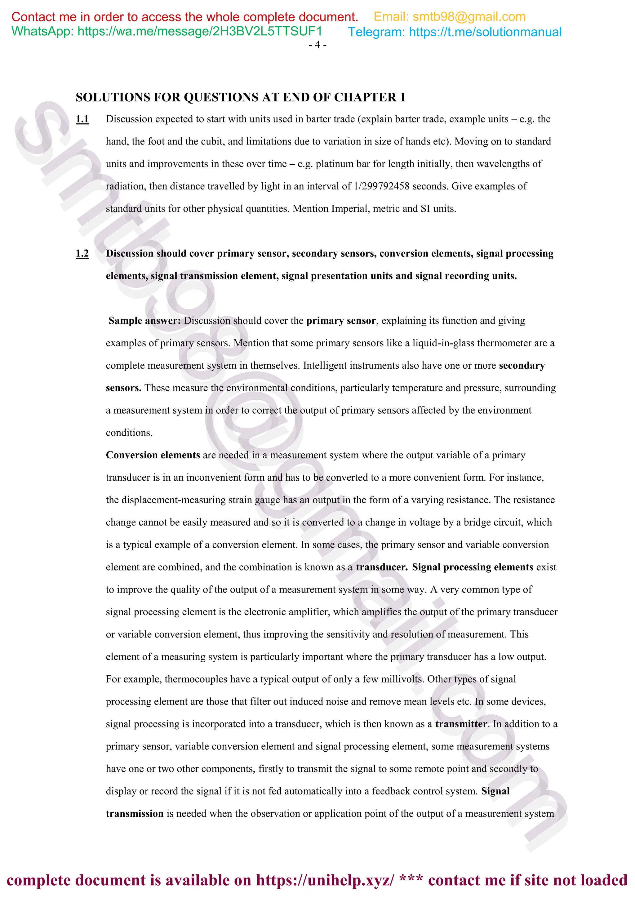 Solutions for Measurement and Instrumentation, 3rd Edition by Morris & Langari | PDF