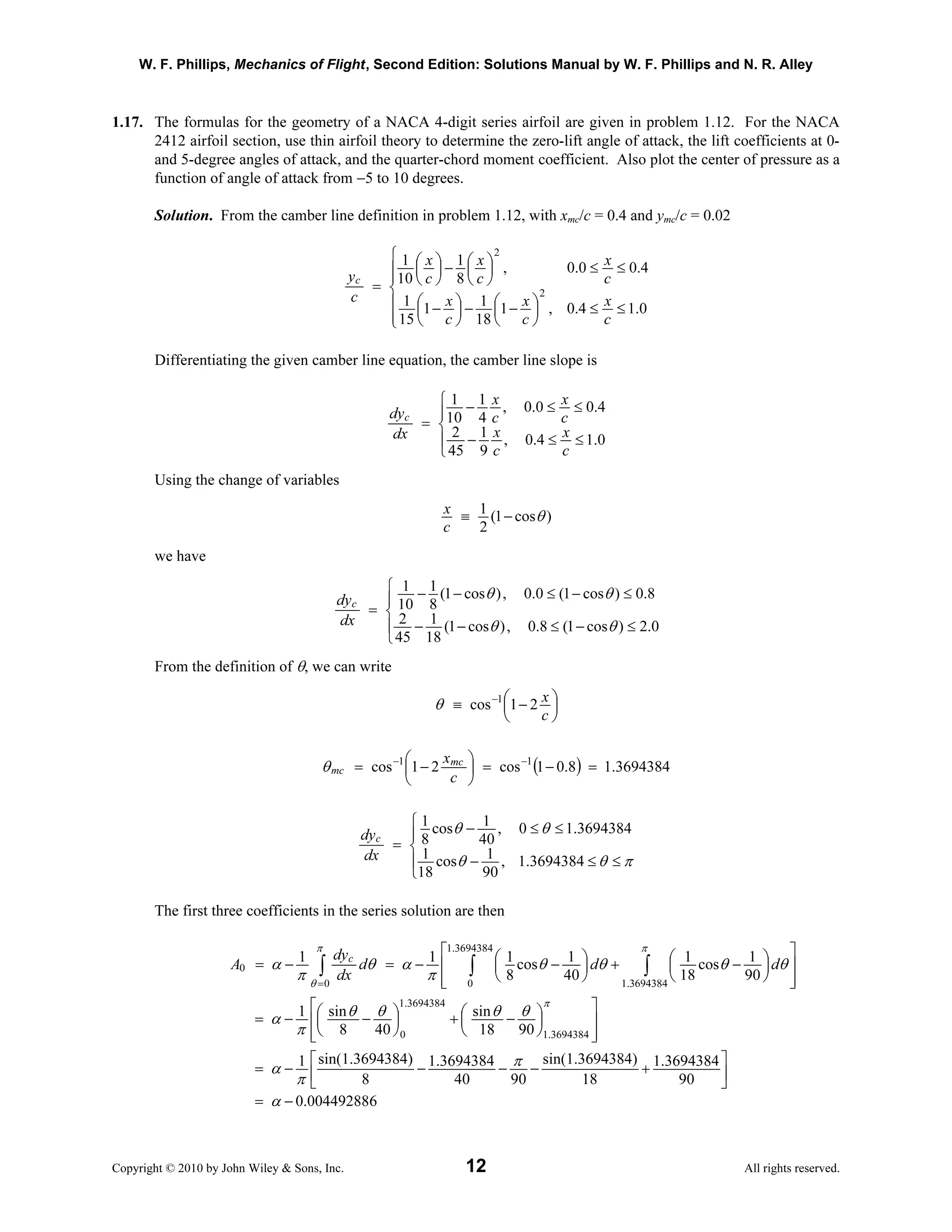 Solution Manual for Mechanics of Flight – Warren Phillips | PDF