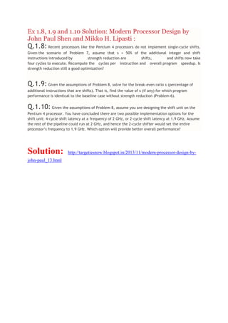 Solution manual for modern processor design by john paul shen and mikko h. lipasti | PDF ...