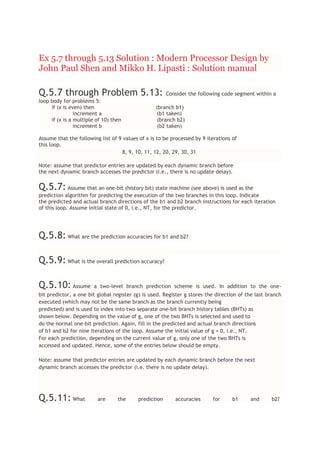 Solution manual for modern processor design by john paul shen and mikko ...