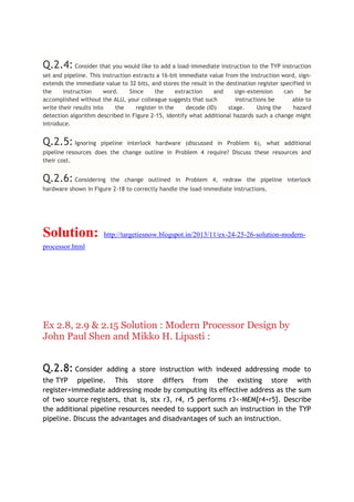 Solution manual for modern processor design by john paul shen and mikko h. lipasti | PDF