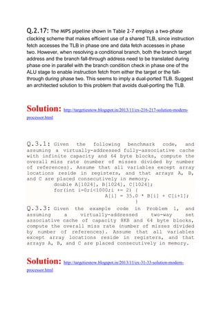 Solution manual for modern processor design by john paul shen and mikko ...