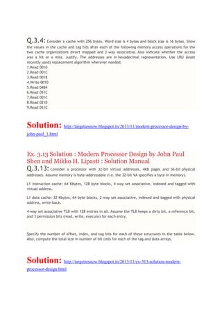 Solution manual for modern processor design by john paul shen and mikko h. lipasti | PDF