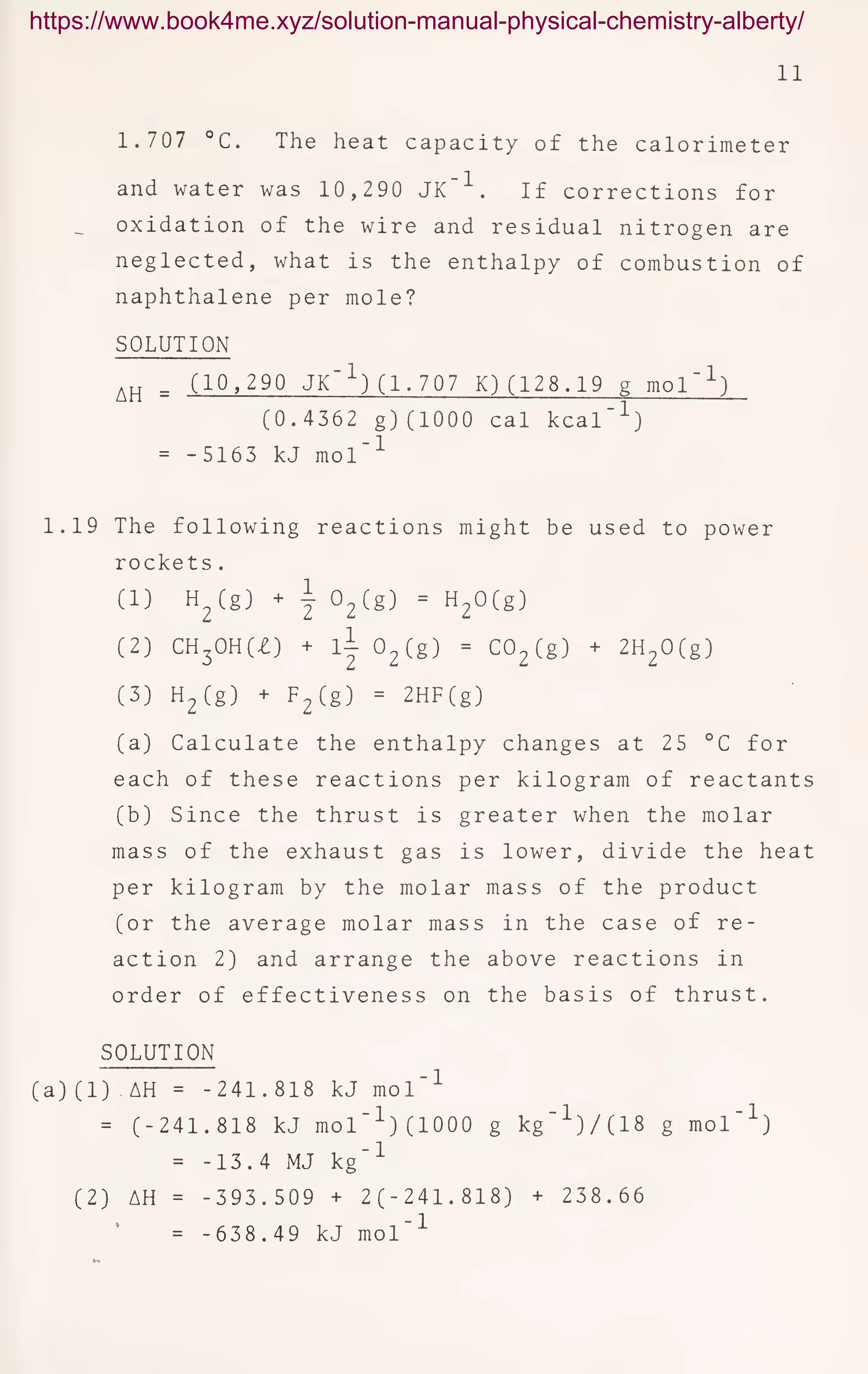 Solution Manual for Physical Chemistry – Robert Alberty | PDF