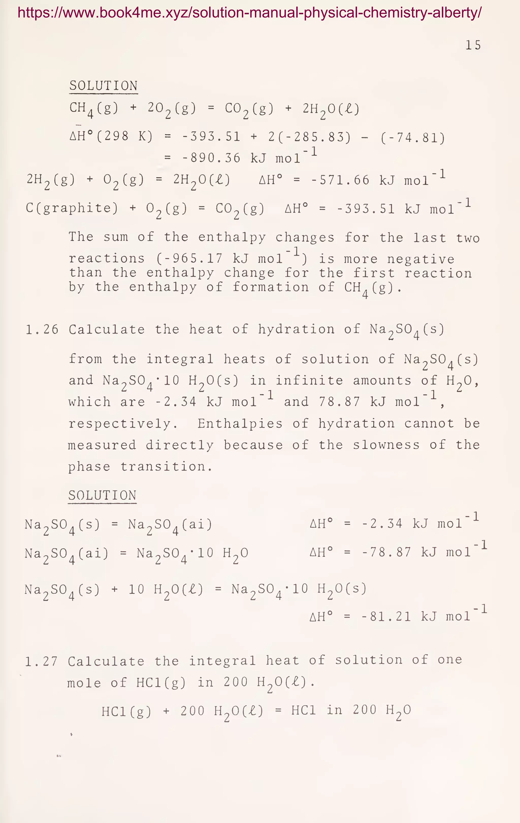 Solution Manual for Physical Chemistry – Robert Alberty | PDF