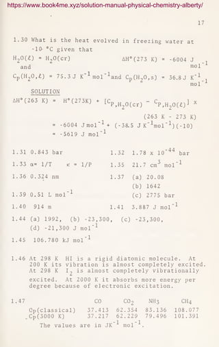 Solution Manual for Physical Chemistry – Robert Alberty | PDF