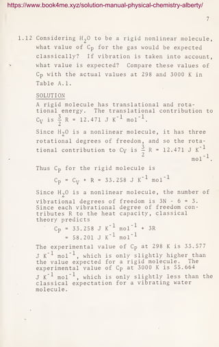 Solution Manual for Physical Chemistry – Robert Alberty | PDF