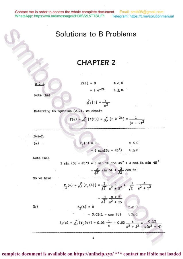 Solutions for Problems in System Dynamics, 4th Edition by Katsuhiko Ogata | PDF