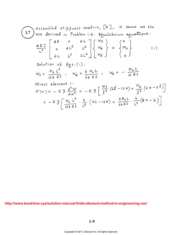 Solution manual for the finite element method in engineering, fifth ...