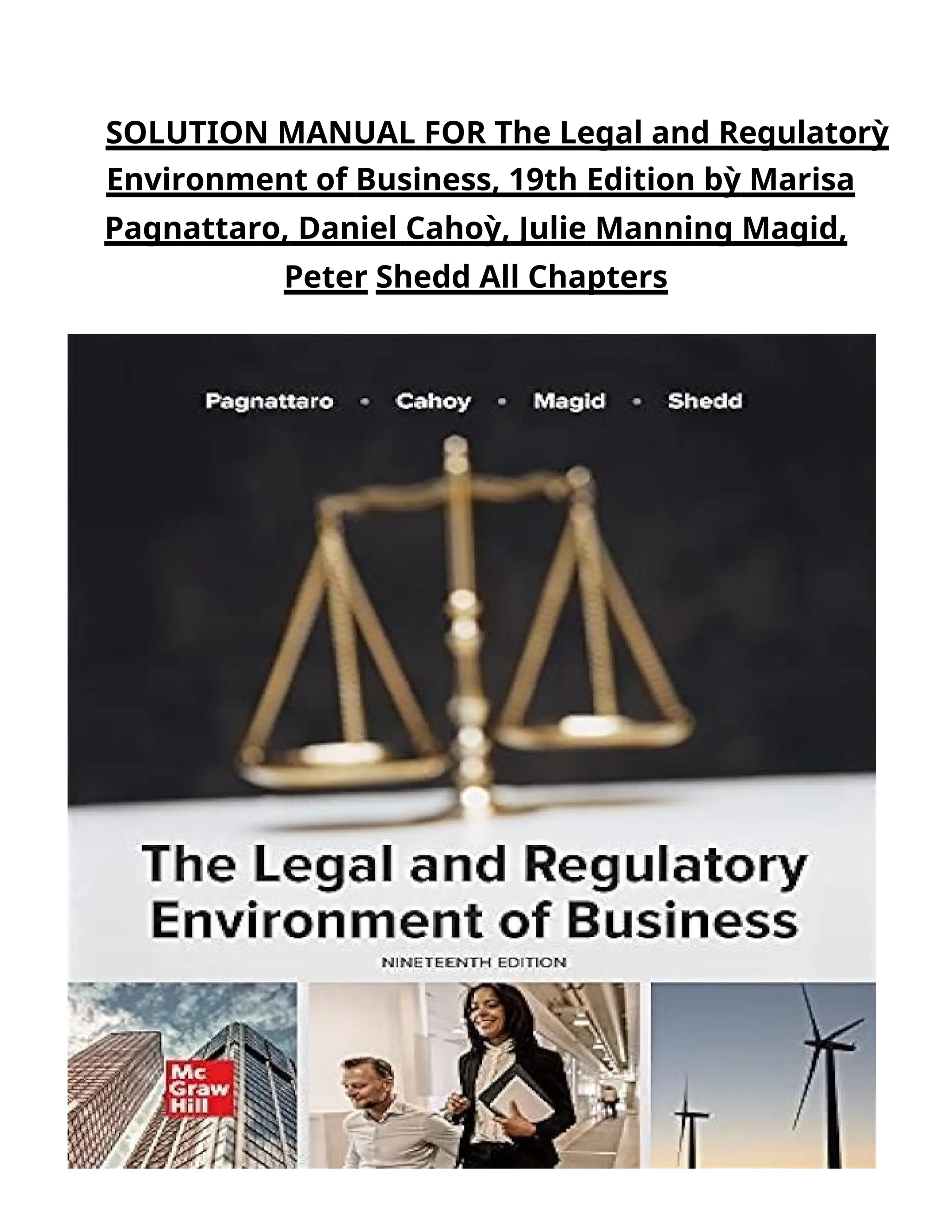 Solution Manual for The Legal and Regulatory Environment of Business ...