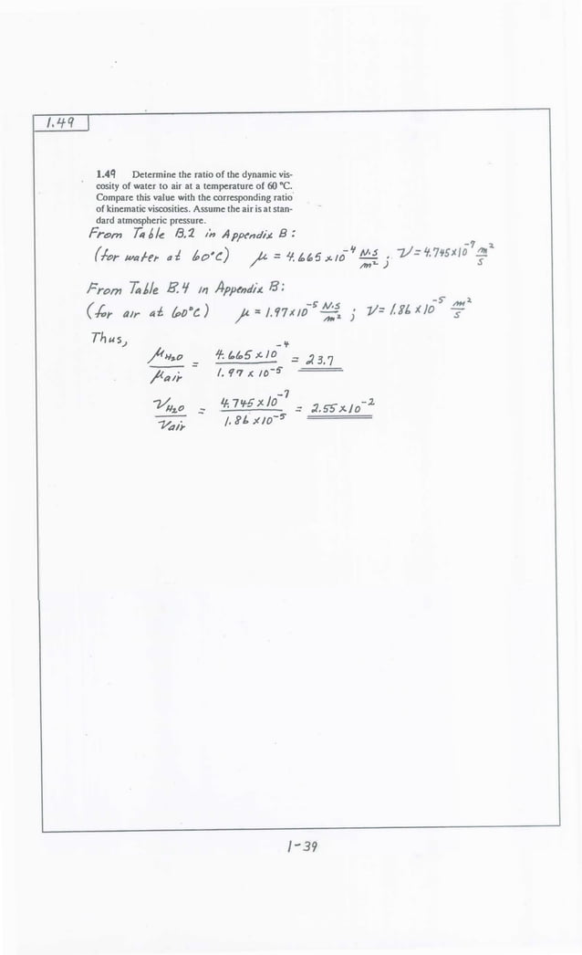 Solution manual fundamentals of fluid mechanics, 6th edition by munson (2009) | PDF