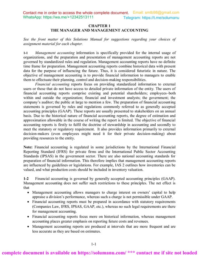 Solution Manual Horngren's Cost Accounting 17th Global Edition by Datar ...