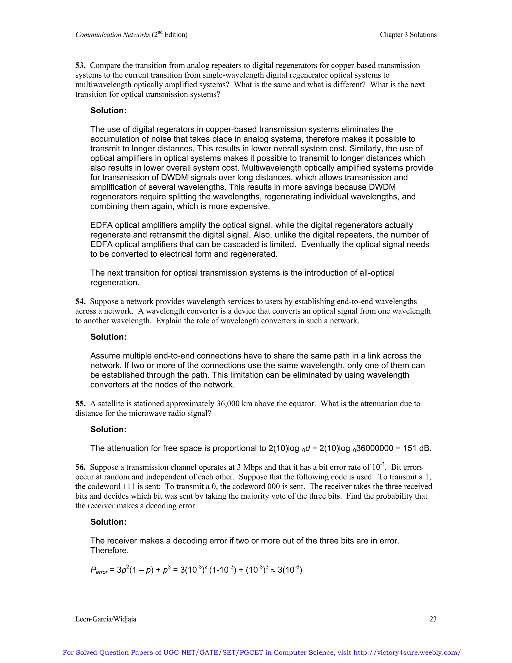 SOLUTION MANUAL OF COMMUNICATION NETWORKS BY ALBERTO LEON GARCIA ...
