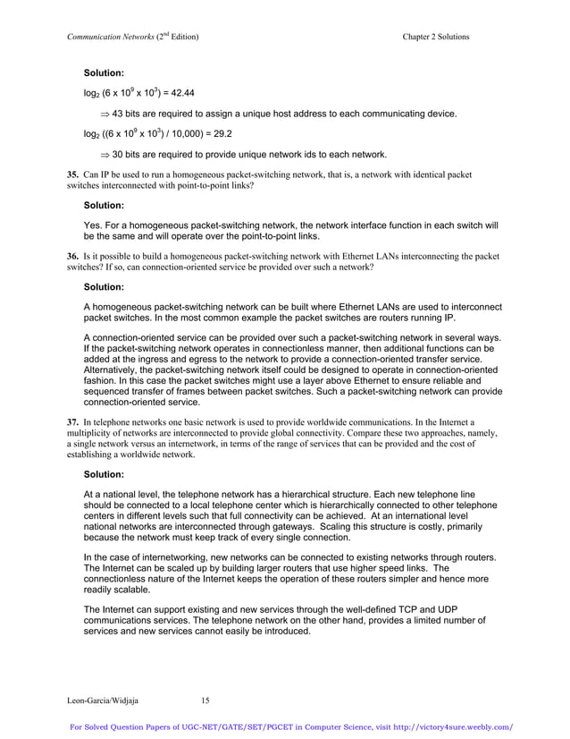 SOLUTION MANUAL OF COMMUNICATION NETWORKS BY ALBERTO LEON GARCIA ...