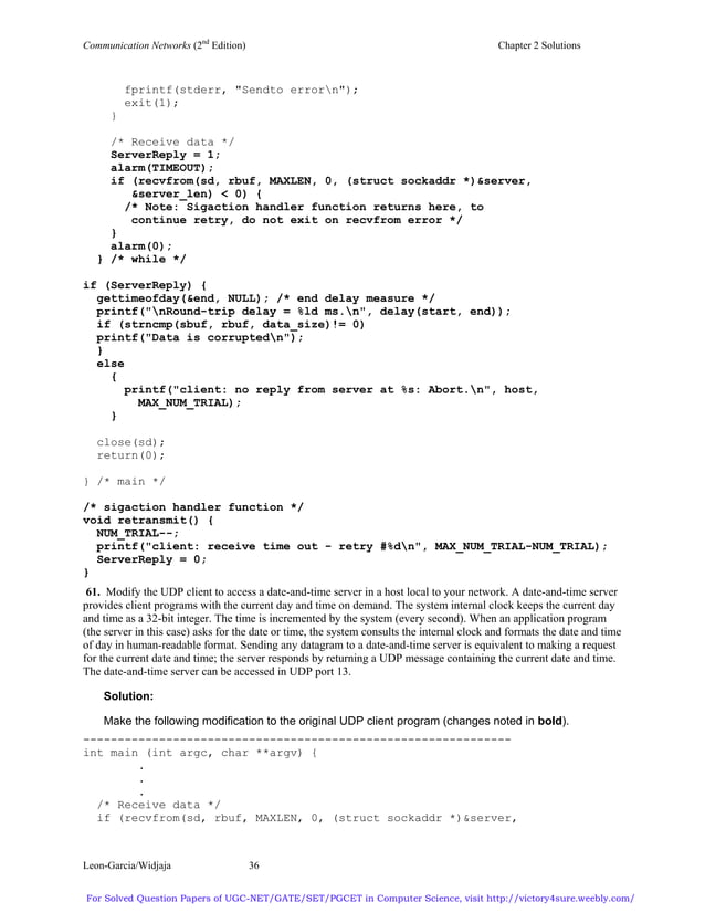 SOLUTION MANUAL OF COMMUNICATION NETWORKS BY ALBERTO LEON GARCIA ...