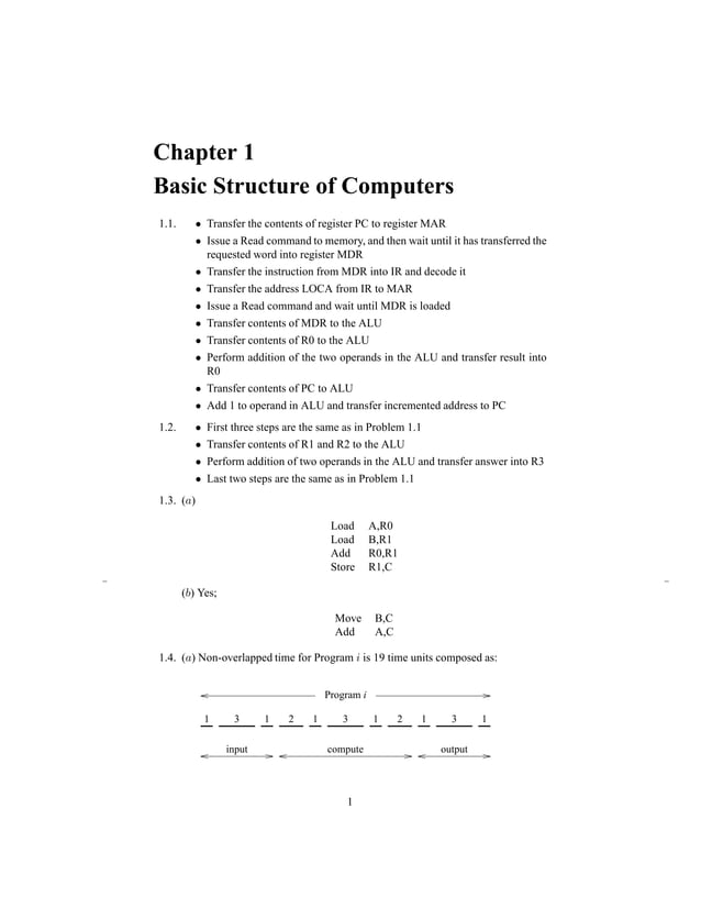 Solution Manual Of Computer Organization By Carl Hamacher Zvonko Vranesic And Safwat Zaky