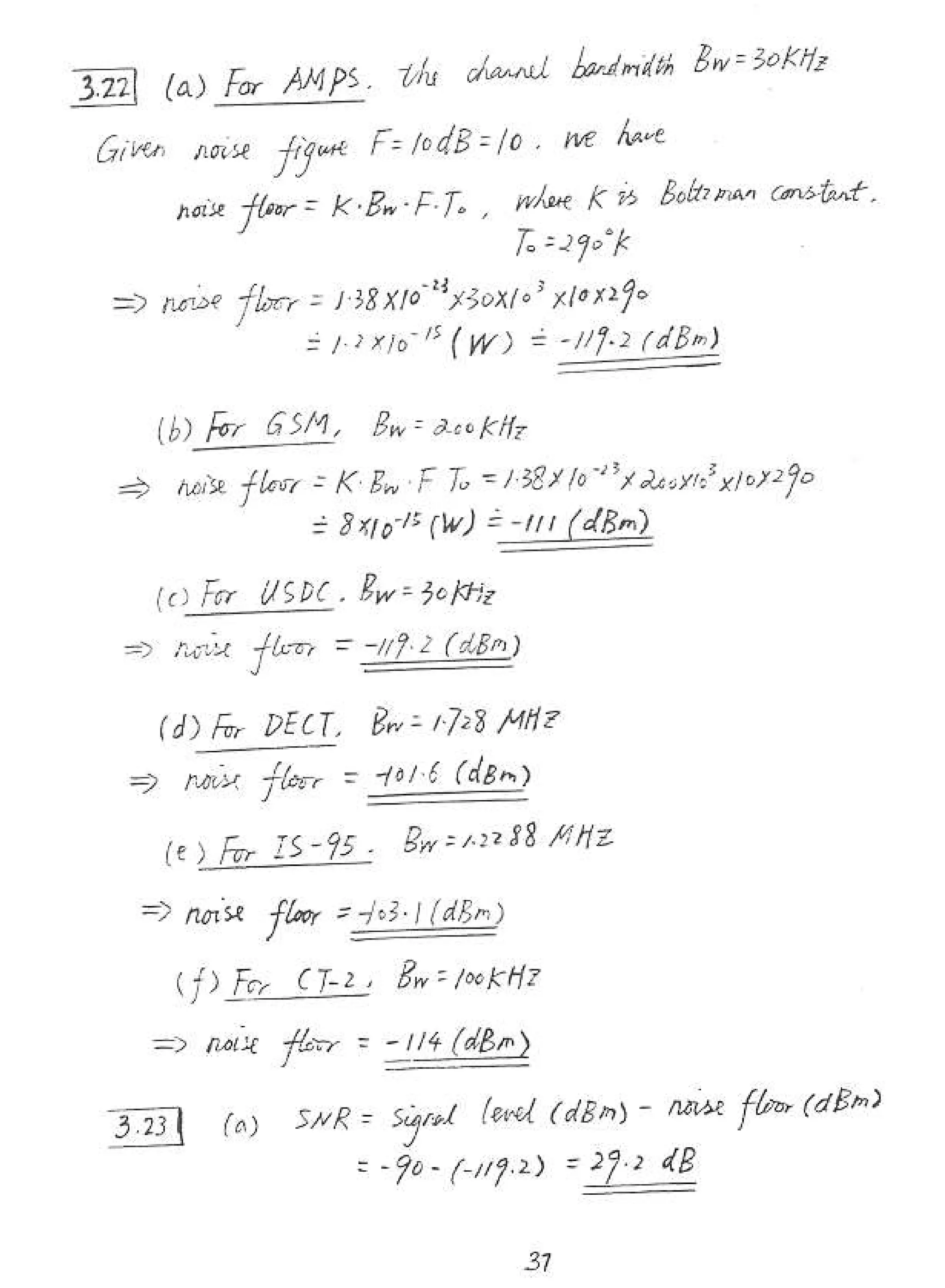 SOLUTION MANUAL OF WIRELESS COMMUNICATIONS BY THEODORE S RAPPAPORT | PDF