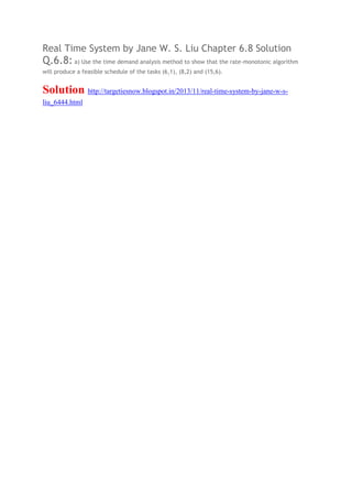 Solution manual real time system bt jane w s liu solution manual | PDF