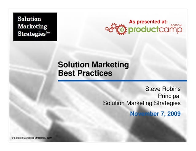 Solution Marketing Best Practices Presentation | PPT